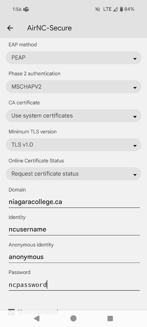 Connecting to AirNC-Secure on Android | Information Technology Services ...